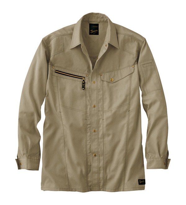 JAWIN ジャウィン 自重堂 55504 長袖シャツ 春夏用 作業服 作業着 | 作業着・作業服,春夏作業服,綿高率（綿50％以上）【春夏】,精悍なゴールド使いアクティブワークウェア ...