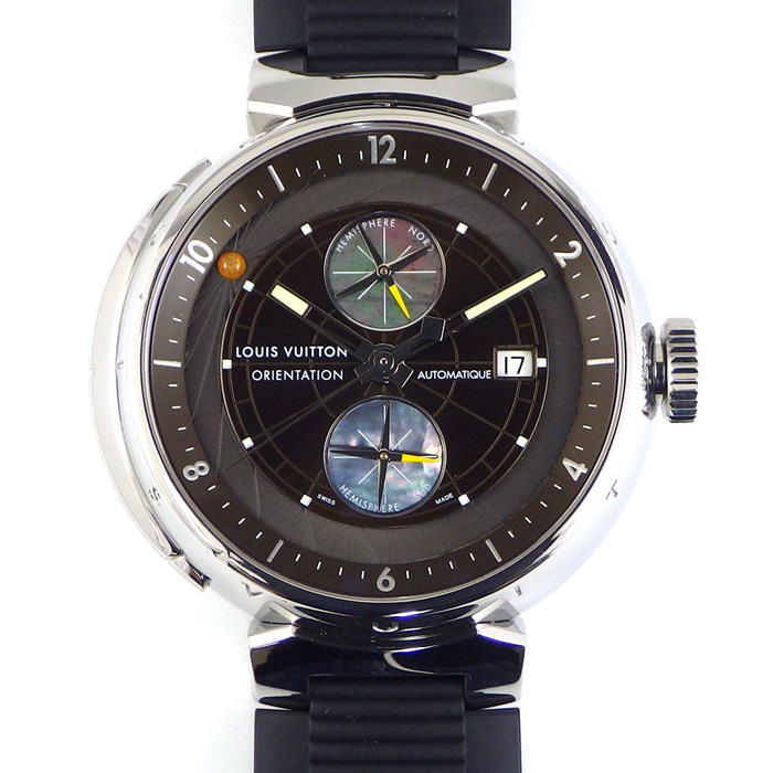 ★最終お値引き品★ 【ルイ・ヴィトン LOUIS VUITTON】腕時計 タンブール オリエンテーション Q10A1 ブラックシェルイン ...
