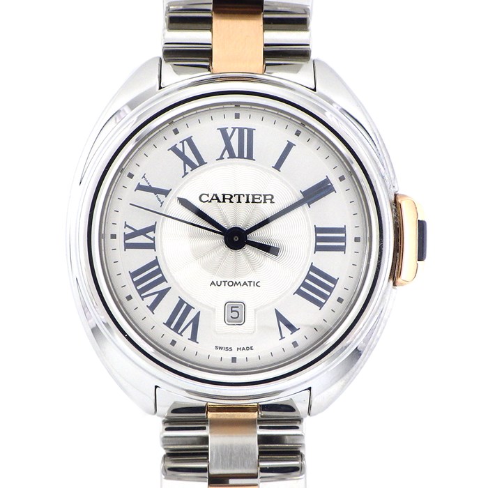 【カルティエ Cartier】腕時計 クレドゥ W2CL0004 シルバーギョーシェ文字盤 カレンダー K18PG SS 自動巻き 【箱・保 ...