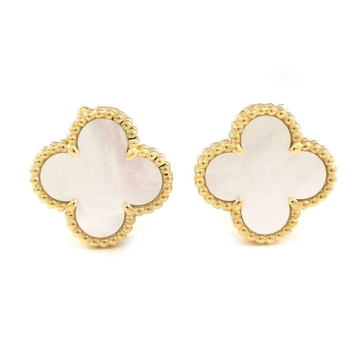 ヴァンクリーフ＆アーペル Van Cleef & Arpels イヤリング兼ピアス ヴィンテージ アルハンブラ VCARA44100 ホワイト ...