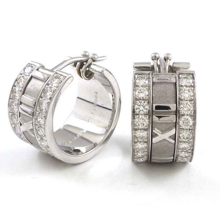 ティファニー Tiffany & Co. ピアス アトラス フープ エッジ ハーフサークル ダイヤモンド K18WG 【中古】 | ジェイビーワークス 公式オンラインショップ