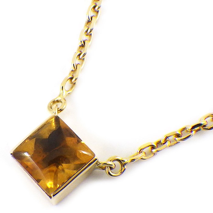 カルティエ Cartier ネックレス タンク スクエア キューブ 2C C2 ロゴ フォルサチェーン シトリン K18YG 【中古 ...