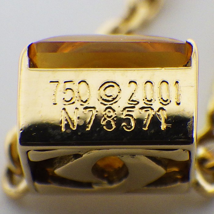 カルティエ Cartier ネックレス タンク スクエア キューブ 2C C2 ロゴ フォルサチェーン シトリン K18YG 【中古 ...