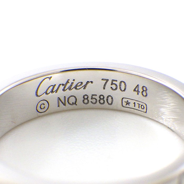 カルティエ Cartier リング ハッピーバースデー SM ロゴ バンド C2 2C 5ポイント ダイヤモンド K18WG 8号 / #48 ...