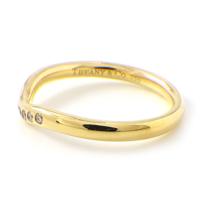 ティファニー Tiffany & Co. リング カーブド バンド 2mm幅モデル 60016302 ウェーブ 9ポイント ダイヤモンド K18YG 10.5号 【中古】 | ジェイビー ...
