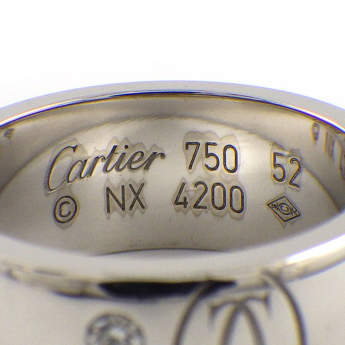 カルティエ Cartier リング ハッピーバースデー LM ワイド ラージ C2 2C ロゴ 5ポイント ダイヤモンド K18WG 12号 ...