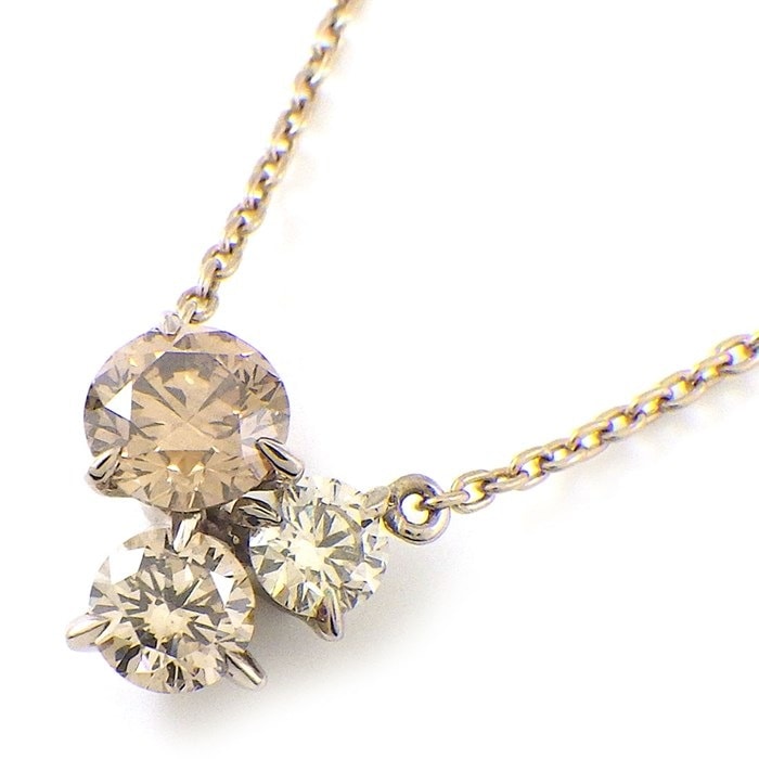 カシケイ KASHIKEY ネックレス カシケイ ムク BMU001 3ポイント ブラウン ダイヤモンド 計0.55ct K18BG 【中古 ...