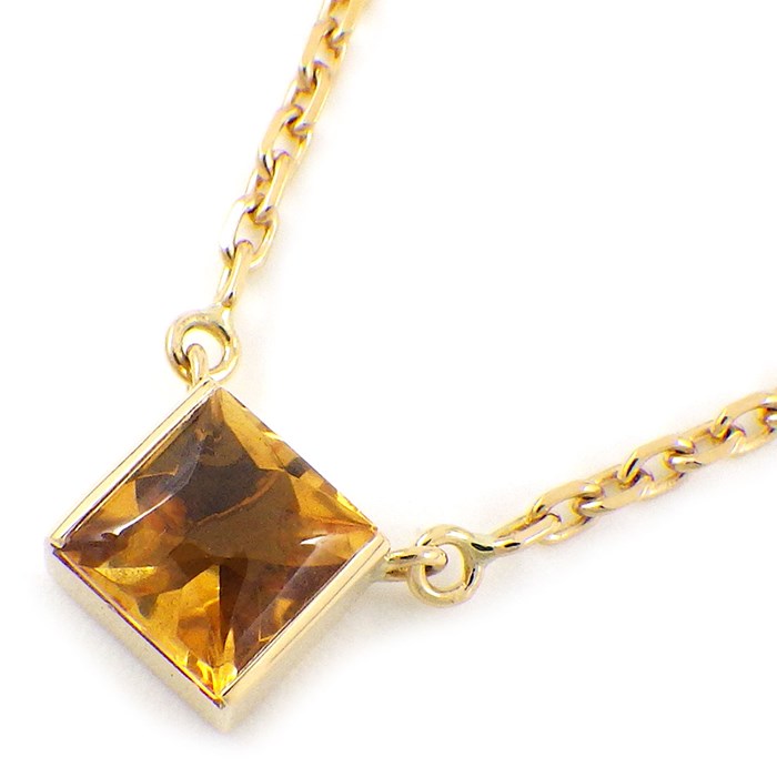 カルティエ Cartier ネックレス タンク キューブ 2C C2 ロゴ フォルサチェーン 1ポイント スクエア バフトップカット シトリン ...