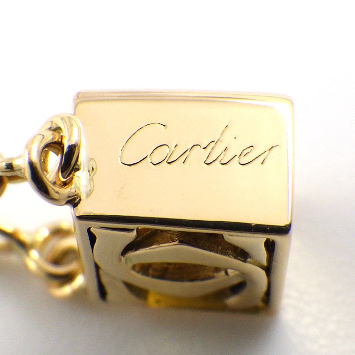 カルティエ Cartier ネックレス タンク キューブ 2C C2 ロゴ フォルサチェーン 1ポイント スクエア バフトップカット シトリン ...