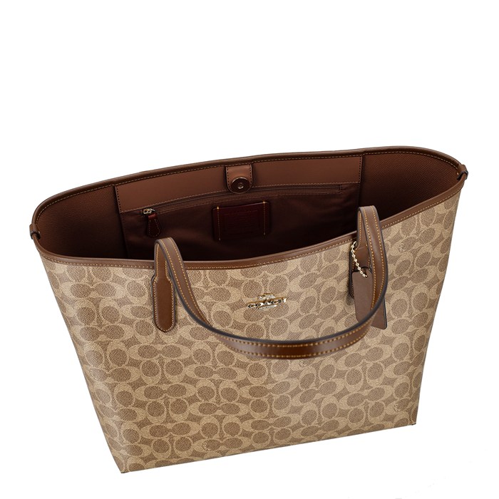 【新品】コーチ COACH シティ トートバッグ CV976 IMXHE 2025 SS タン シグネチャーキャンバス ブラウン リファインド ...
