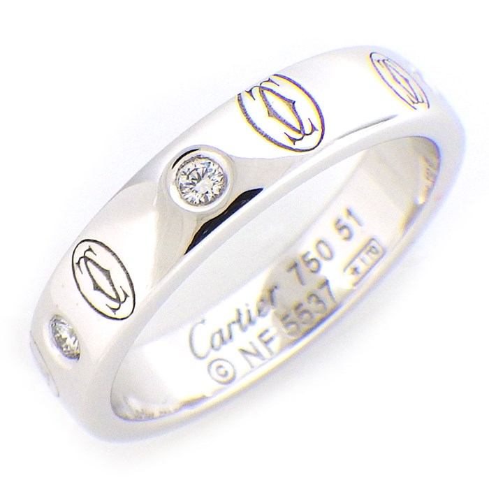 【カルティエ Cartier】リング ハッピーバースデー 2C C2 ロゴ 5ポイント ダイヤモンド K18WG 11号 / #51 ...
