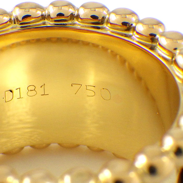 シャネル CHANEL リング スリーシンボル ワイド 6モチーフ カメリア クローバー ゴールドビーズ エッジ 2ポイント パール 4mm珠 K18YG 13号 【中古】 | ジェイビー ...