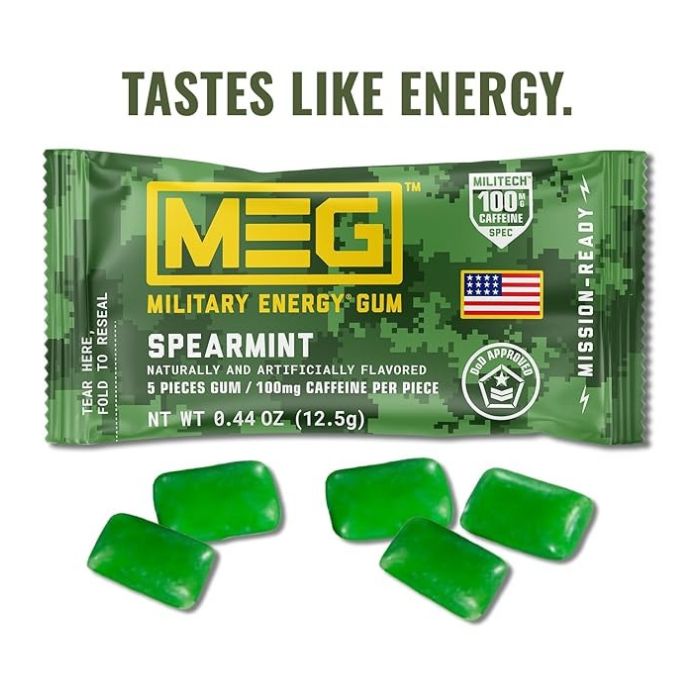 MEG（ミリタリーエナジーガム） スペアミント 1粒あたり100mgカフェイン配合 24パック ｜アメリカキッチン輸入プロ アメリカ 調理家電 ...