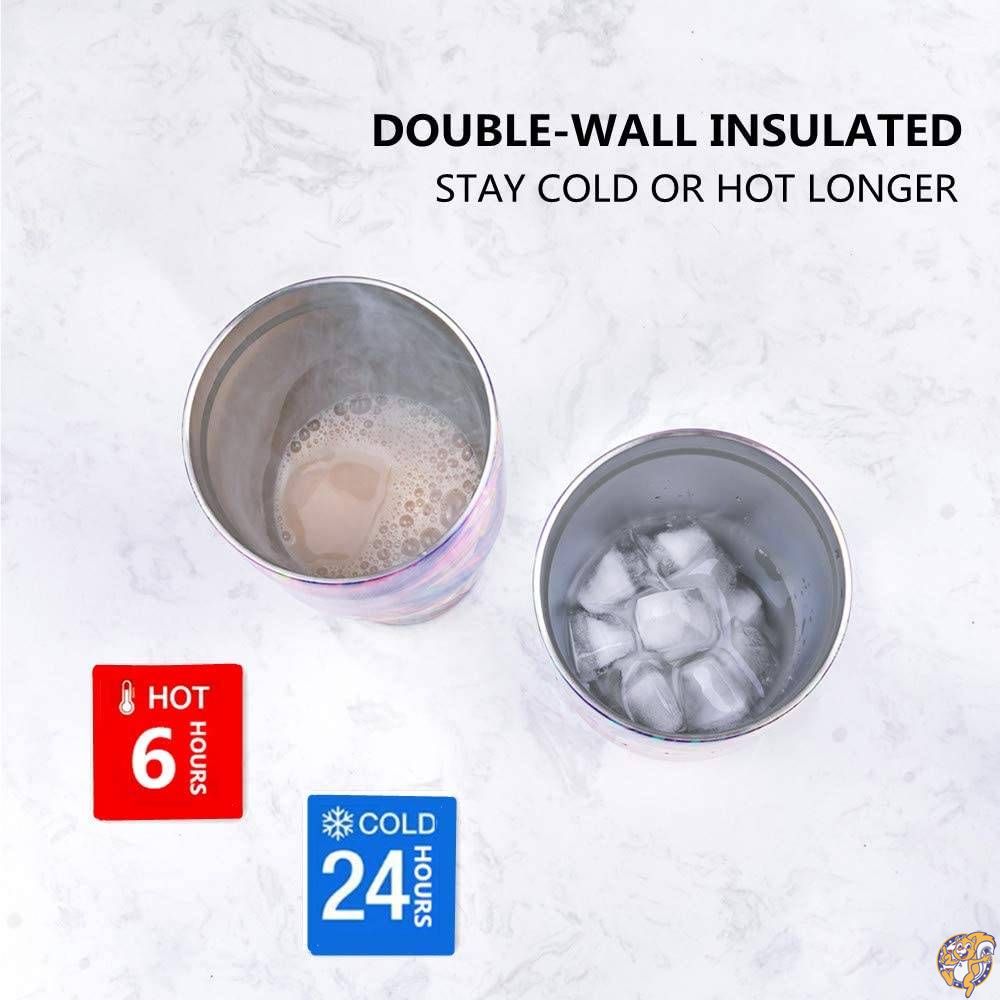 Comli 30オンス タンブラー ステンレススチール 二重壁真空断熱トラベルマグ 蓋とストロー付き クリーニングブラシ(グラデーション ...