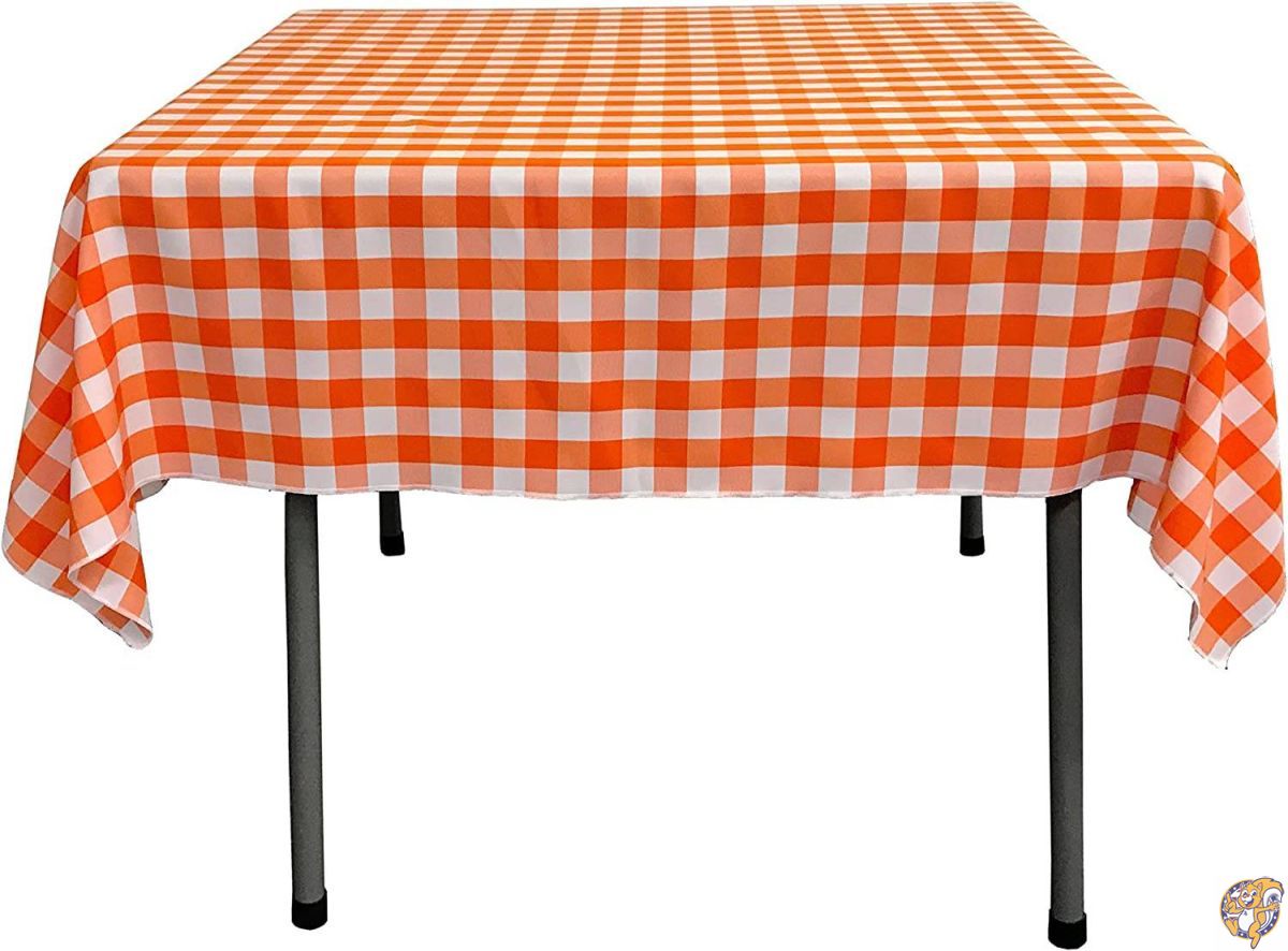 LA Linen Checkered Overlay Tablecloth, 58 by 58-Inch, Orange by LA ...