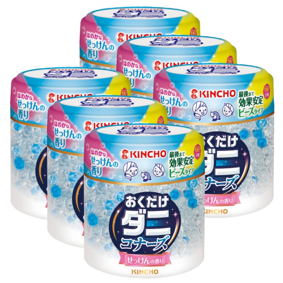 KINCHO おくだけ ダニコナーズ ビーズタイプ 60日 せっけんの香り 170g×6個 ダニよけ 置くタイプ 押入れ