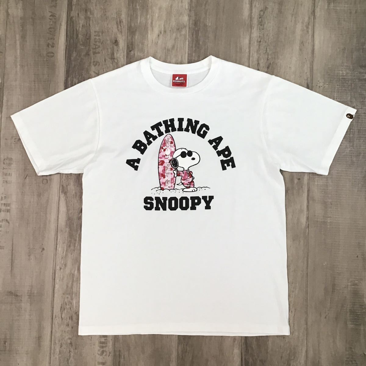 SNOOPY × BAPE ABC camo pink サーフボード Tシャツ Mサイズ a bathing ape スヌーピー peanuts エイプ ベイプ 迷彩 ABCカモ ピンク ...