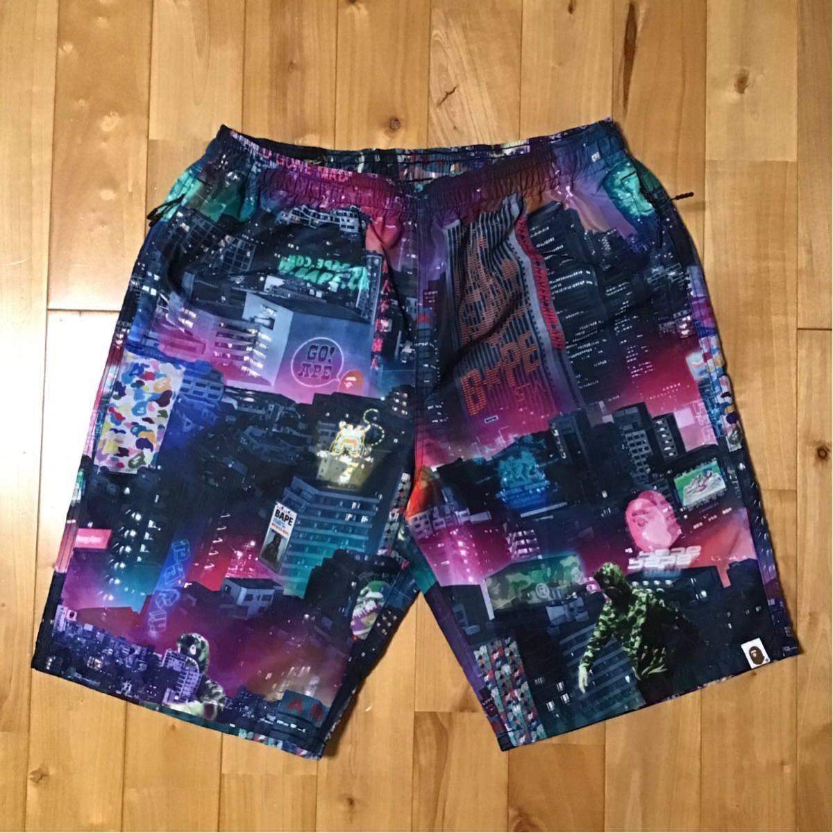 ★XL★ NEON TOKYO ナイロン ハーフパンツ a bathing ape BAPE shorts エイプ ベイプ アベイシングエイプ ...