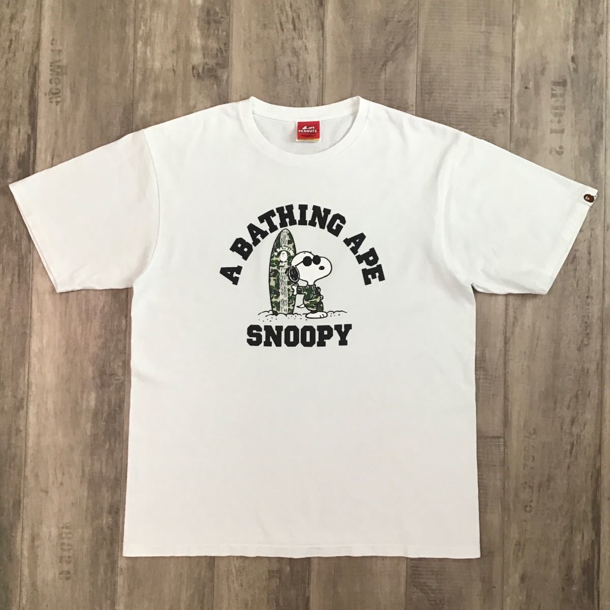 ★XL★ SNOOPY × BAPE サーフボード Tシャツ a bathing ape BAPE スヌーピー ピーナッツ peanuts ABC camo green ABCカモ 迷彩 ...