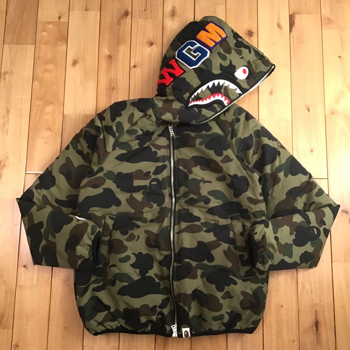 シャーク パーカー 中綿ジャケット Sサイズ a bathing ape BAPE camo shark full zip hoodie ...