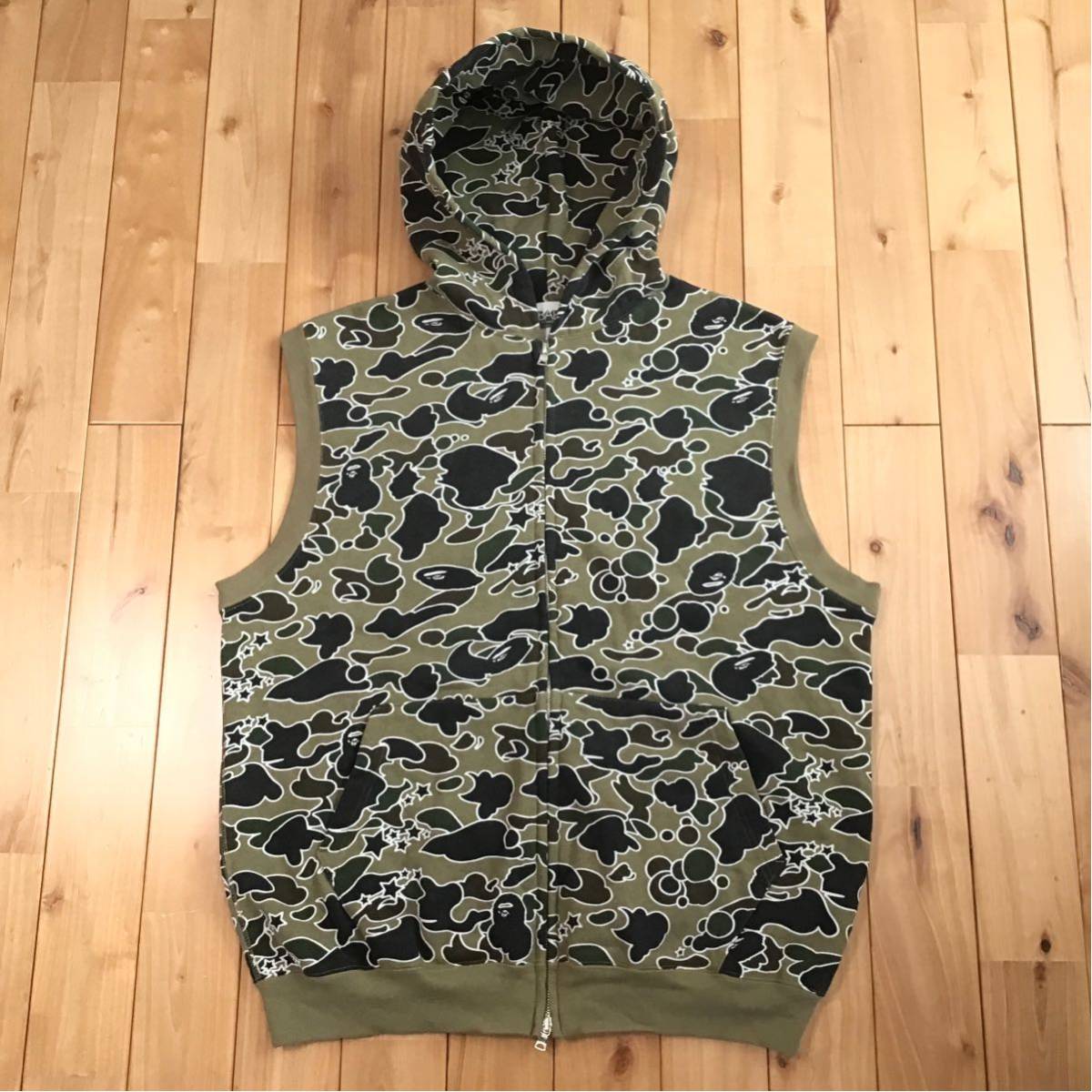 STA camo スウェット パーカー ベスト Lサイズ a bathing ape BAPE zip hoodie vest エイプ ベイプ ...