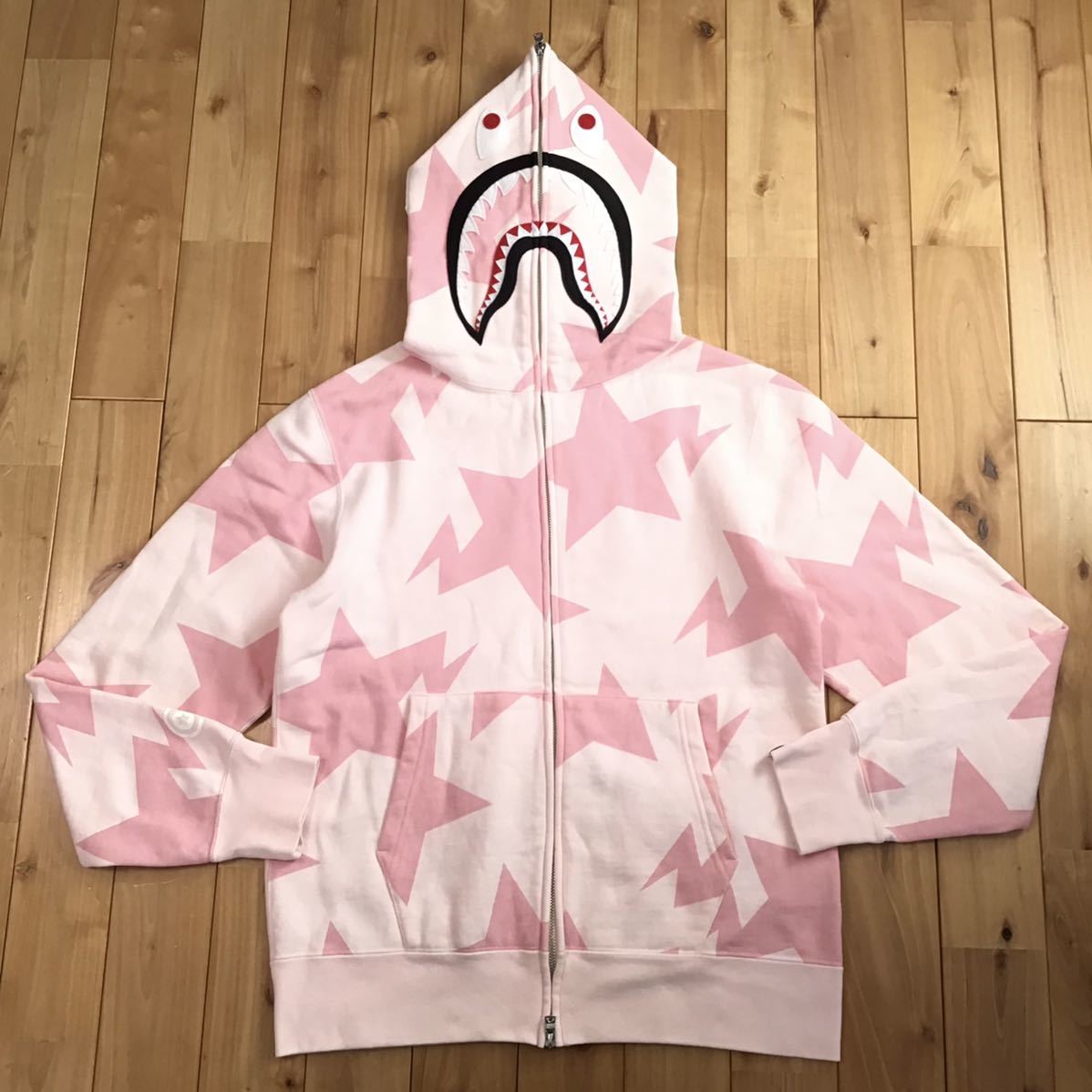 BAPE スター シャーク パーカー Lサイズ Pink a bathing ape BAPE sta star shark full zip ...