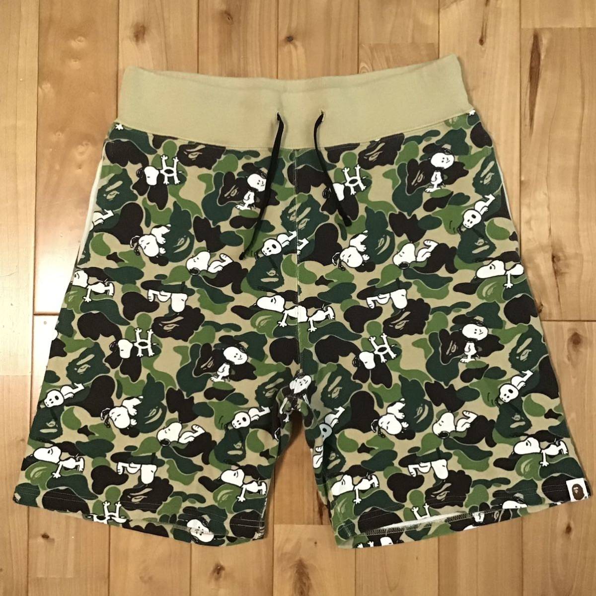 SNOOPY × BAPE ABC camo スウェット ハーフパンツ Mサイズ a bathing ape BAPE ショーツ shorts スヌーピー エイプ ベイプ 迷彩 i496 ...