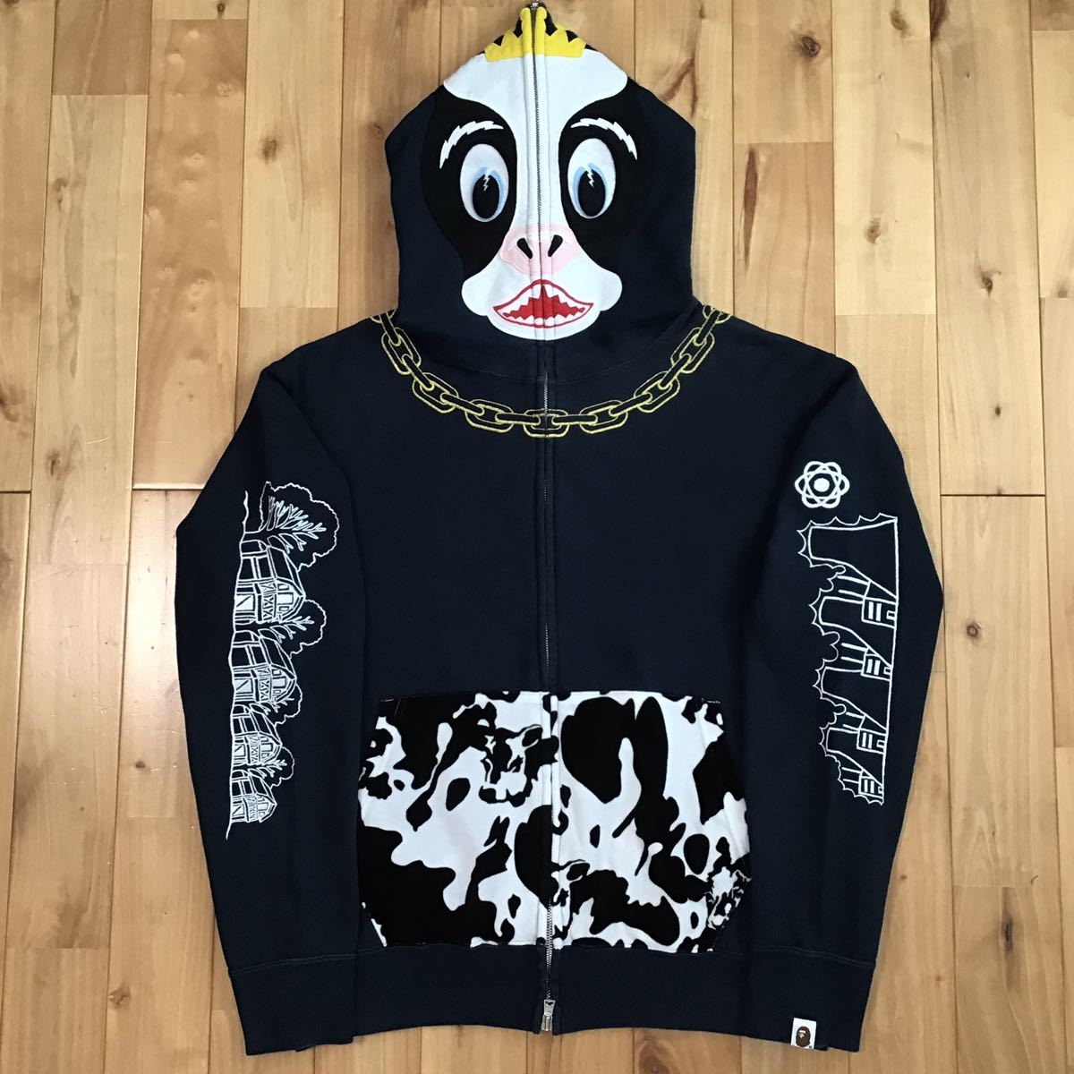 ホルスタイン パーカー Mサイズ navy Holstein full zip hoodie a bathing ape BAPE cow ...