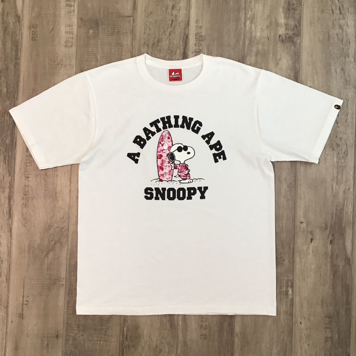 SNOOPY × BAPE ABC camo pink サーフボード Tシャツ Lサイズ a bathing ape スヌーピー peanuts エイプ ベイプ 迷彩 ABCカモ ピンク w5 ...