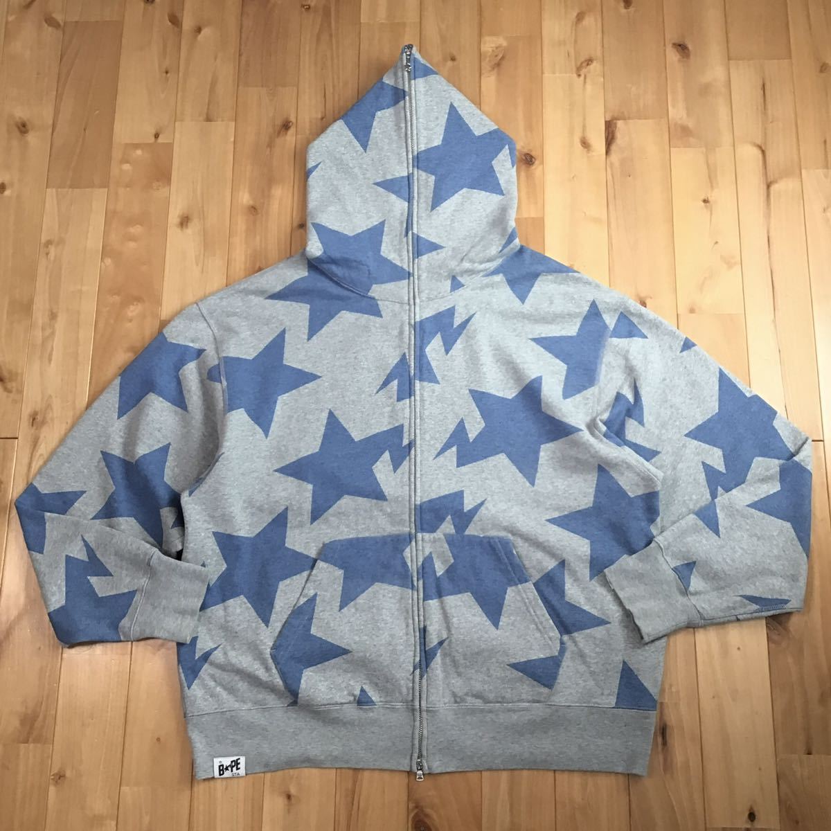 ★XL★ BAPE スター パーカー グレー × Blue a bathing ape BAPE STA full zip hoodie エイ ...