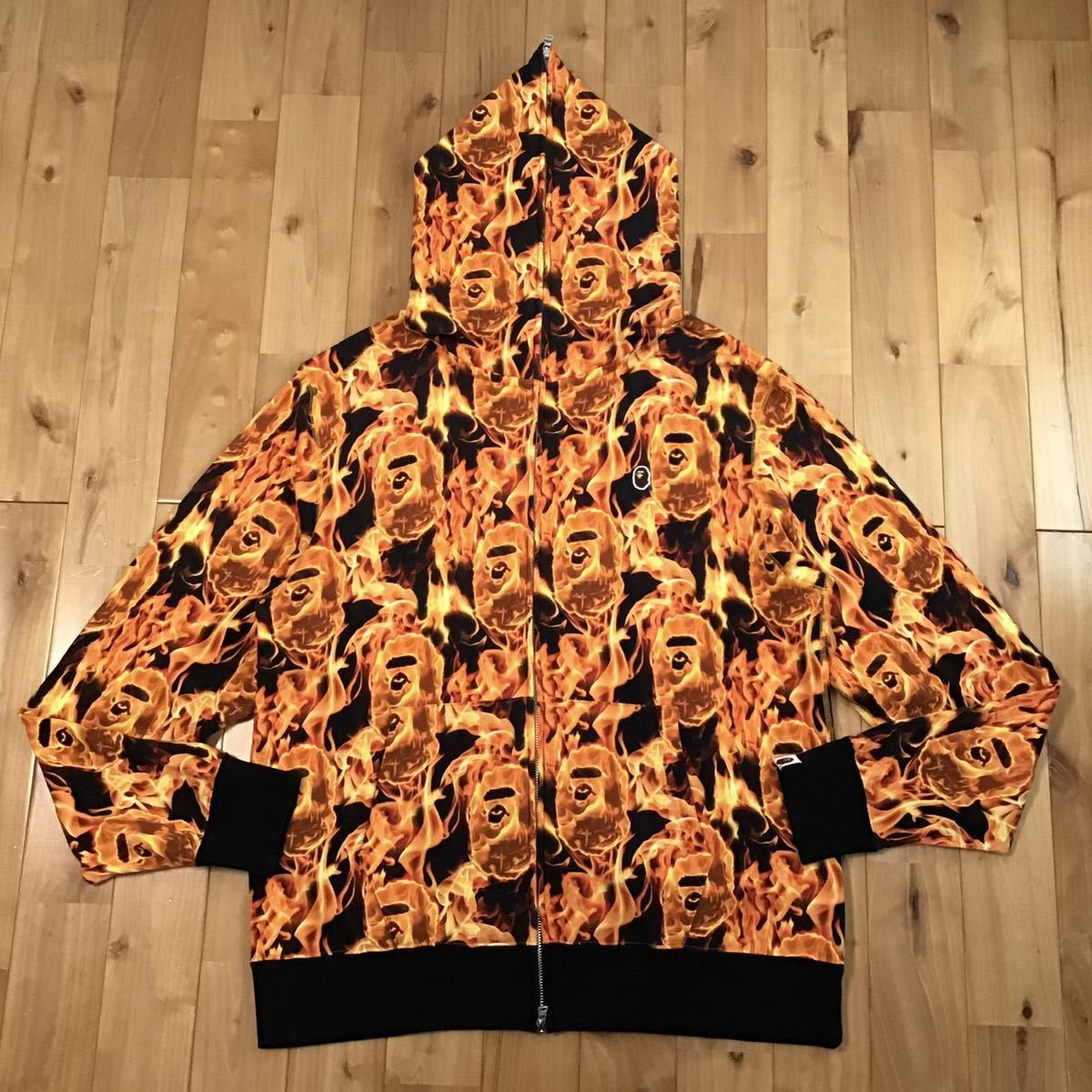 ★XL★ BAPE FLAME フルジップ パーカー a bathing ape BAPE fire full zip hoodie エイプ ...