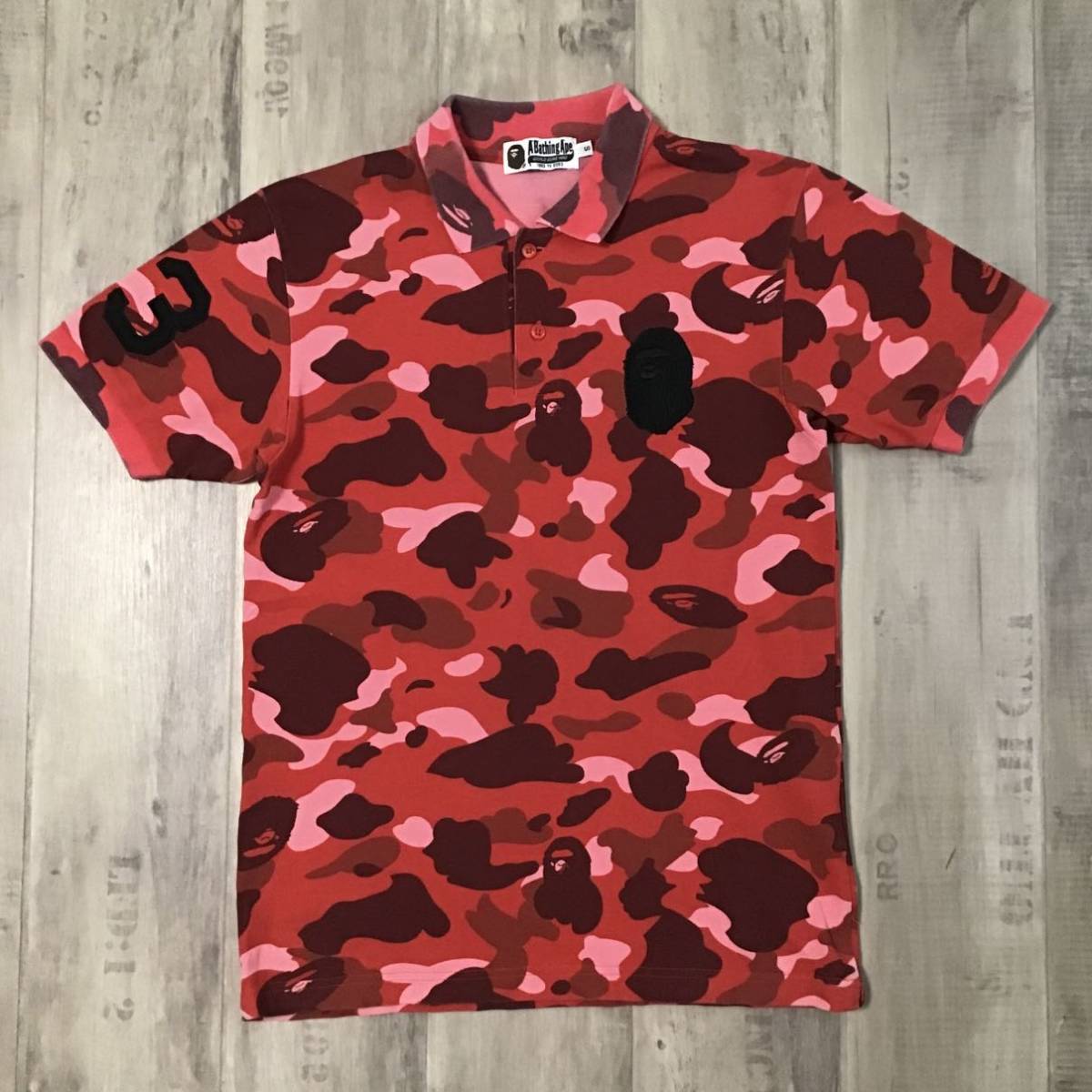 Pharrell camo APE HEAD LOGO ポロシャツ Sサイズ a bathing ape BAPE エイプ ベイプ アベイ ...