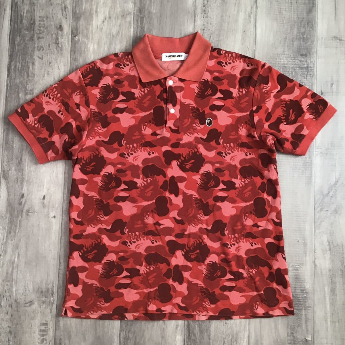 ★激レア★ Fire camo ポロシャツ Mサイズ a bathing ape BAPE エイプ ベイプ アベイシングエイプ ファイヤーカモ ...