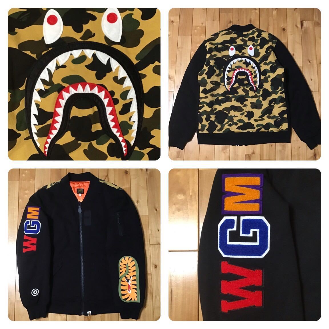 SHARK SWEAT MA-1 Bomber Jacket Lサイズ black a bathing ape BAPE シャーク フライト ...