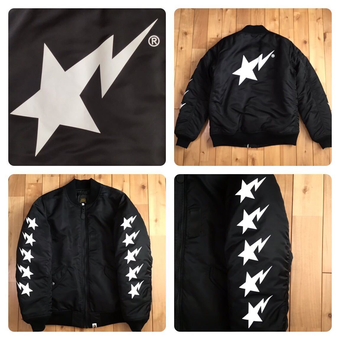 BAPE STA LOGO MA-1 Bomber Jacket Mサイズ black a bathing ape BAPESTA フライト ...
