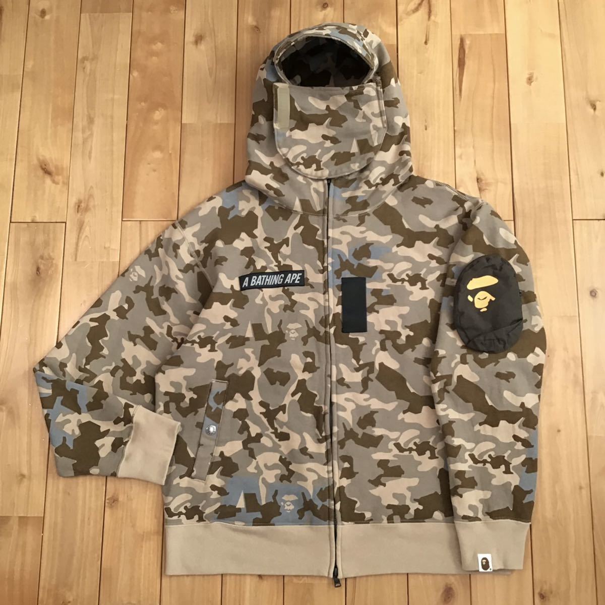 BAPE SAND CAMO MILITARY RELAXED FIT FULL ZIP MASK HOODIE Sサイズ a bathing ...