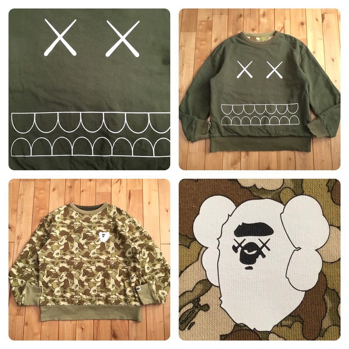 ★リバーシブル★ KAWS × BAPE 長袖スウェット Mサイズ cloud camo a bathing ape reversible ...