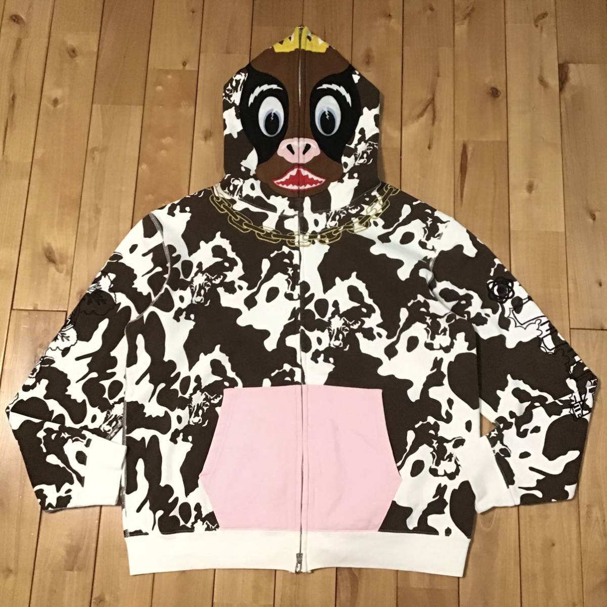 ホルスタイン パーカー Mサイズ Holstein full zip hoodie a bathing ape BAPE cow エイプ ベ ...