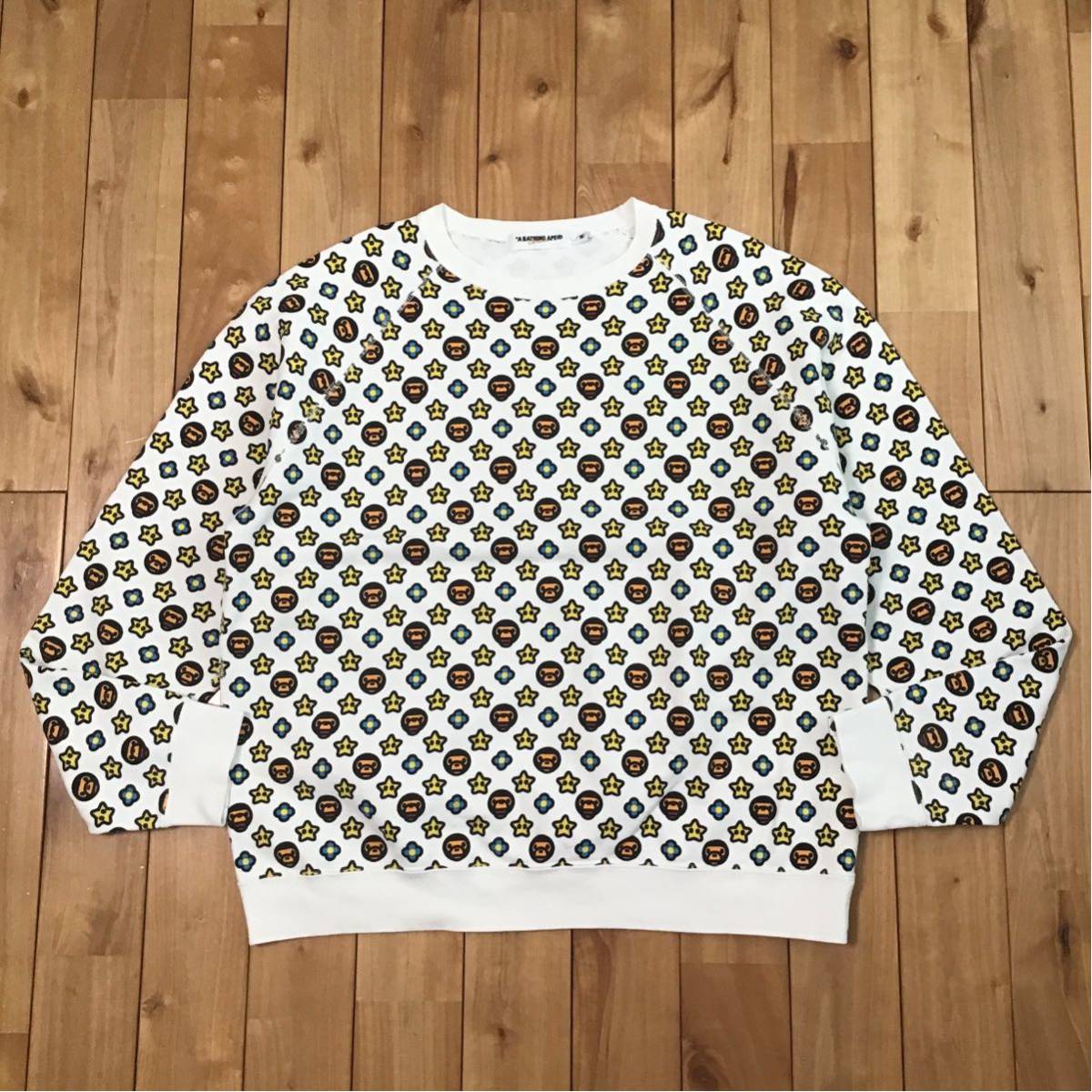 マイロ モノグラム 長袖スウェット Mサイズ a bathing ape BAPE baby milo Monogram sweat エイプ ...