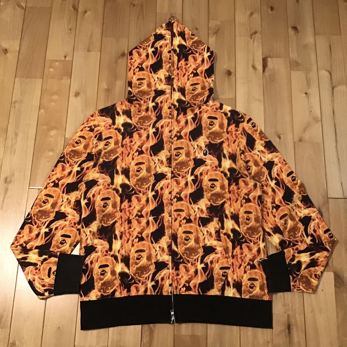 BAPE FLAME フルジップ パーカー Lサイズ a bathing ape BAPE fire full zip hoodie エイプ ...