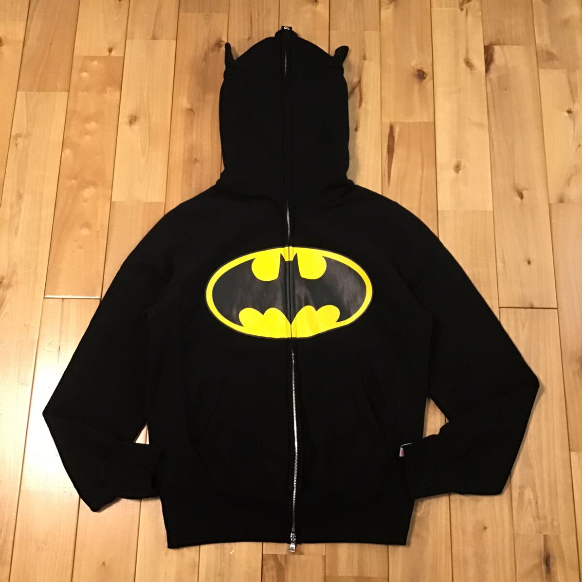 DC Comics × BAPE Batman フルジップ パーカー レディース SHORTサイズ black a bathing ape ...