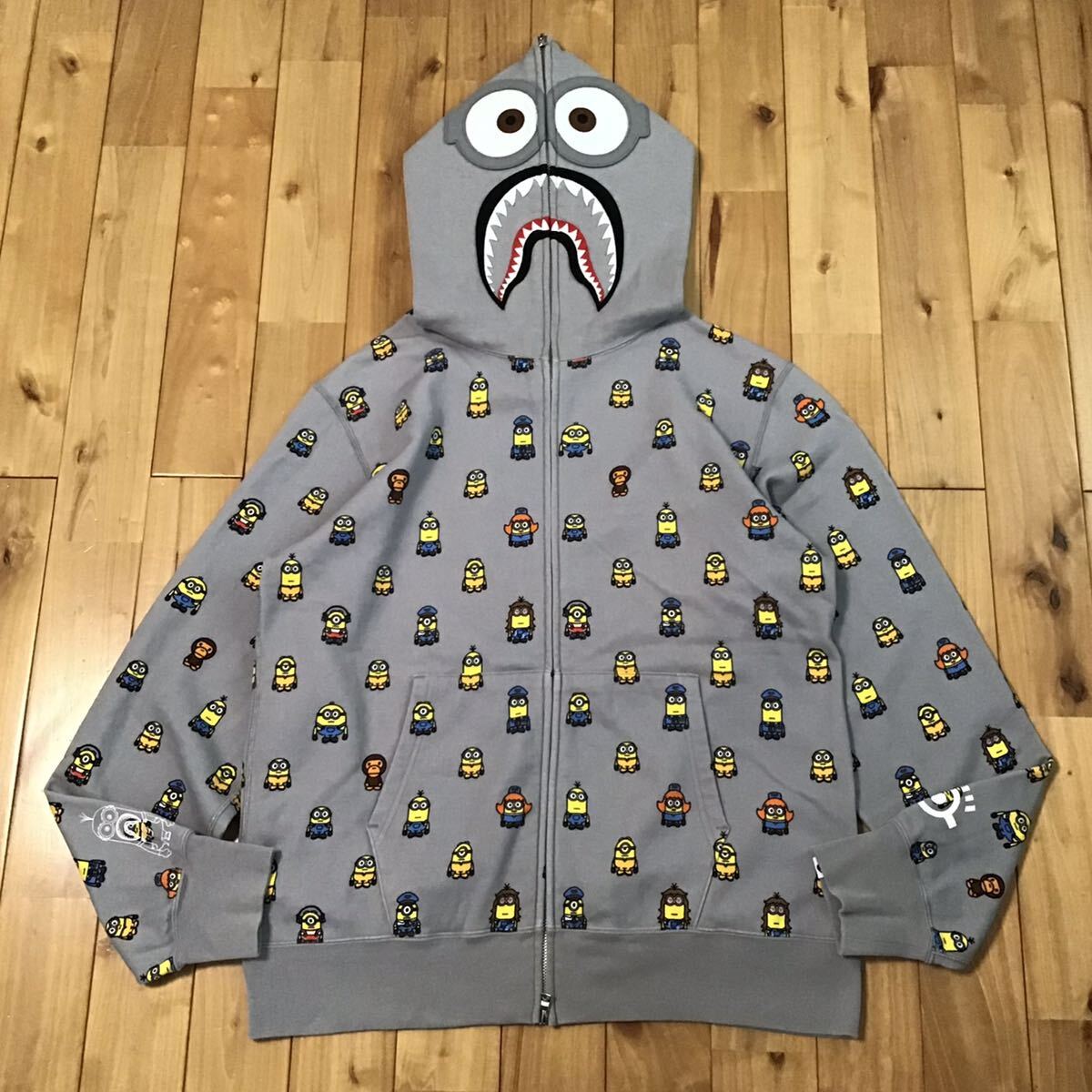 ★XL★ ミニオン マイロ シャーク パーカー グレー a bathing ape BAPE MINIONS shark full zip ...