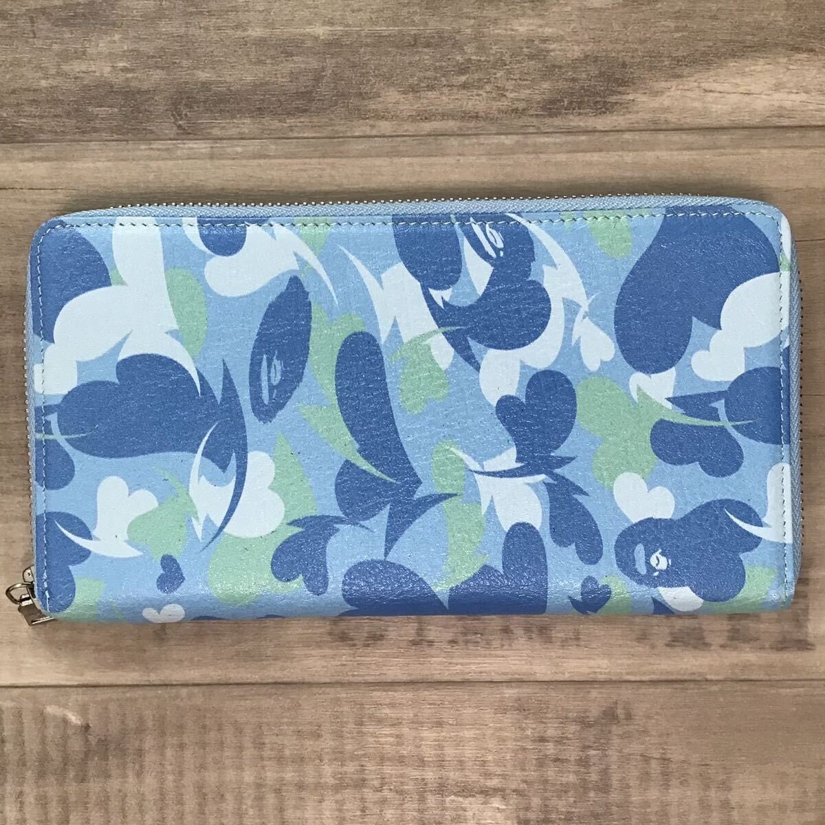 本革 BAPE camo 長財布 a bathing ape Long Wallet エイプ ベイプ アベイシングエイプ レザー ウォレット ...