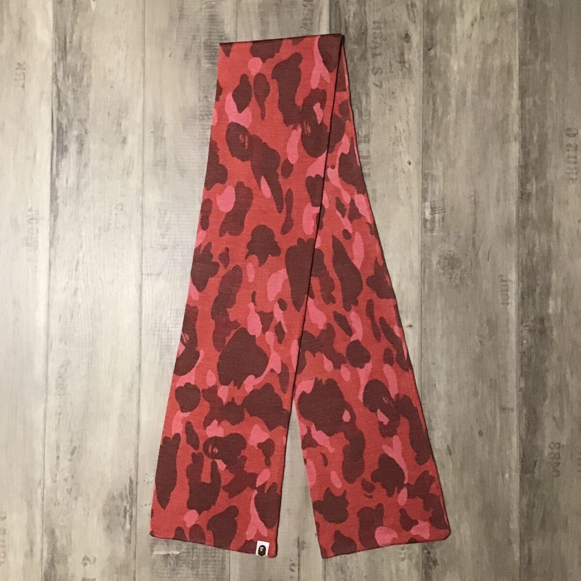 ★初期★ Pharrell camo ニット マフラー a bathing ape BAPE エイプ ベイプ アベイシングエイプ Red ...
