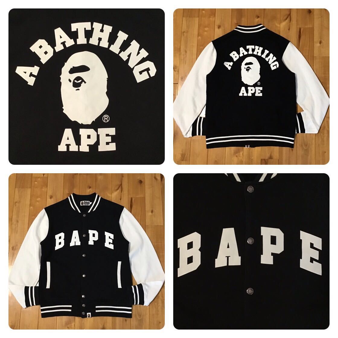 BAPE カレッジロゴ スウェット スタジャン Mサイズ a bathing ape sweat varsity jacket エイプ ベイプ アベイシングエイプ y45 | All ...