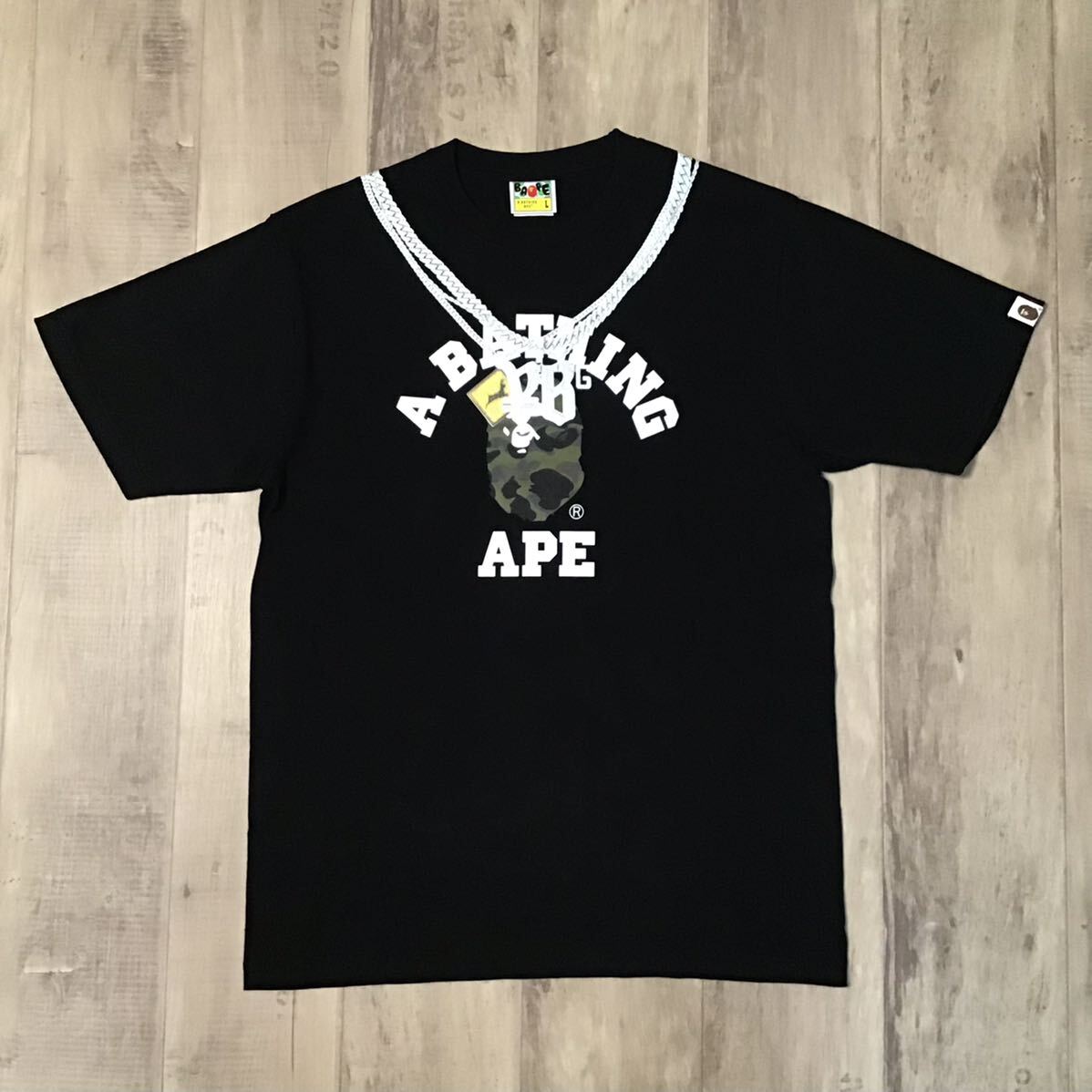 ★美品★ Yellow Bucks × BAPE × THE HOPE カレッジロゴ Tシャツ Lサイズ a bathing ape エイプ ...