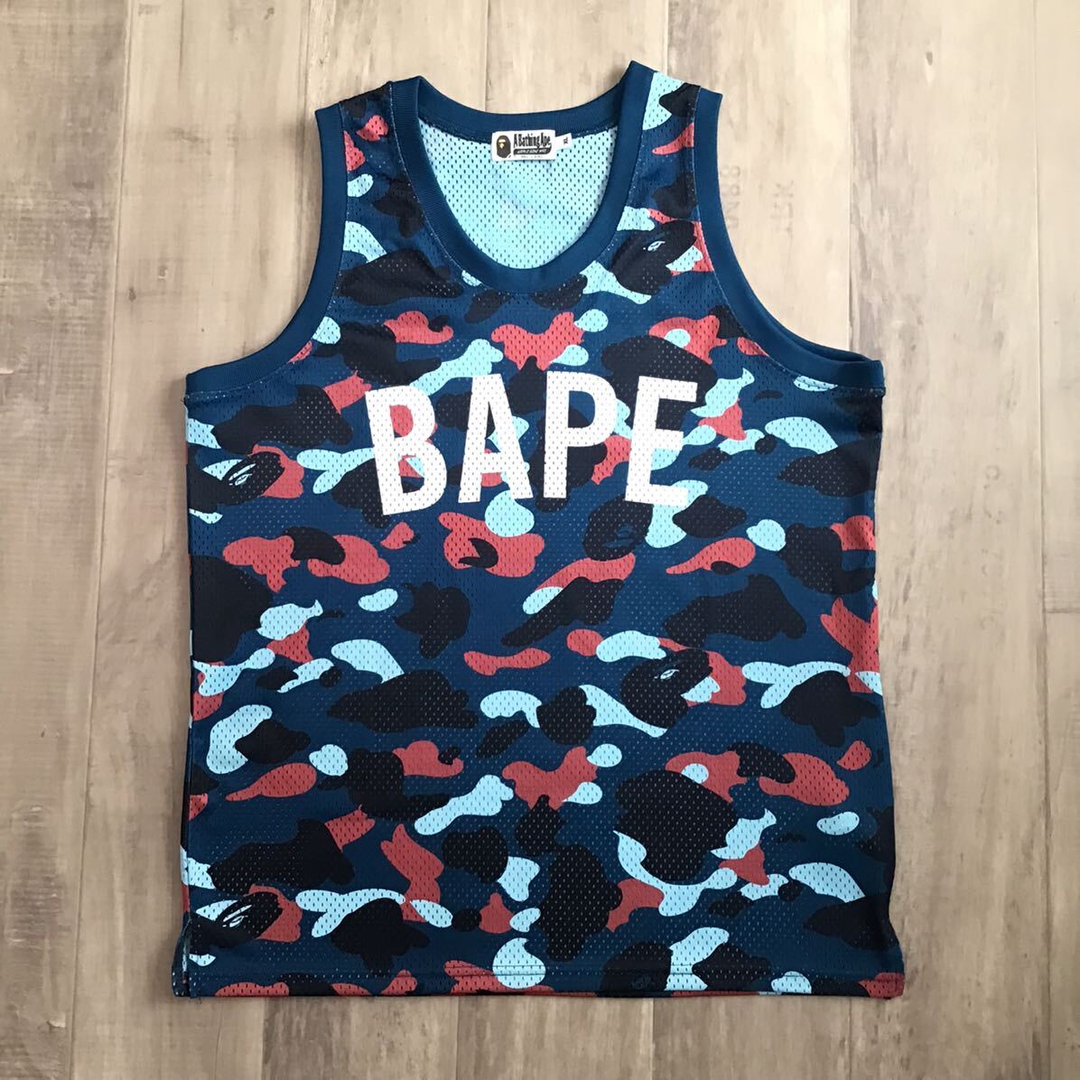 ★XL★ BASKETBALL TANK TOP a bathing ape BAPE Blue multi camo エイプ ベイプ ...