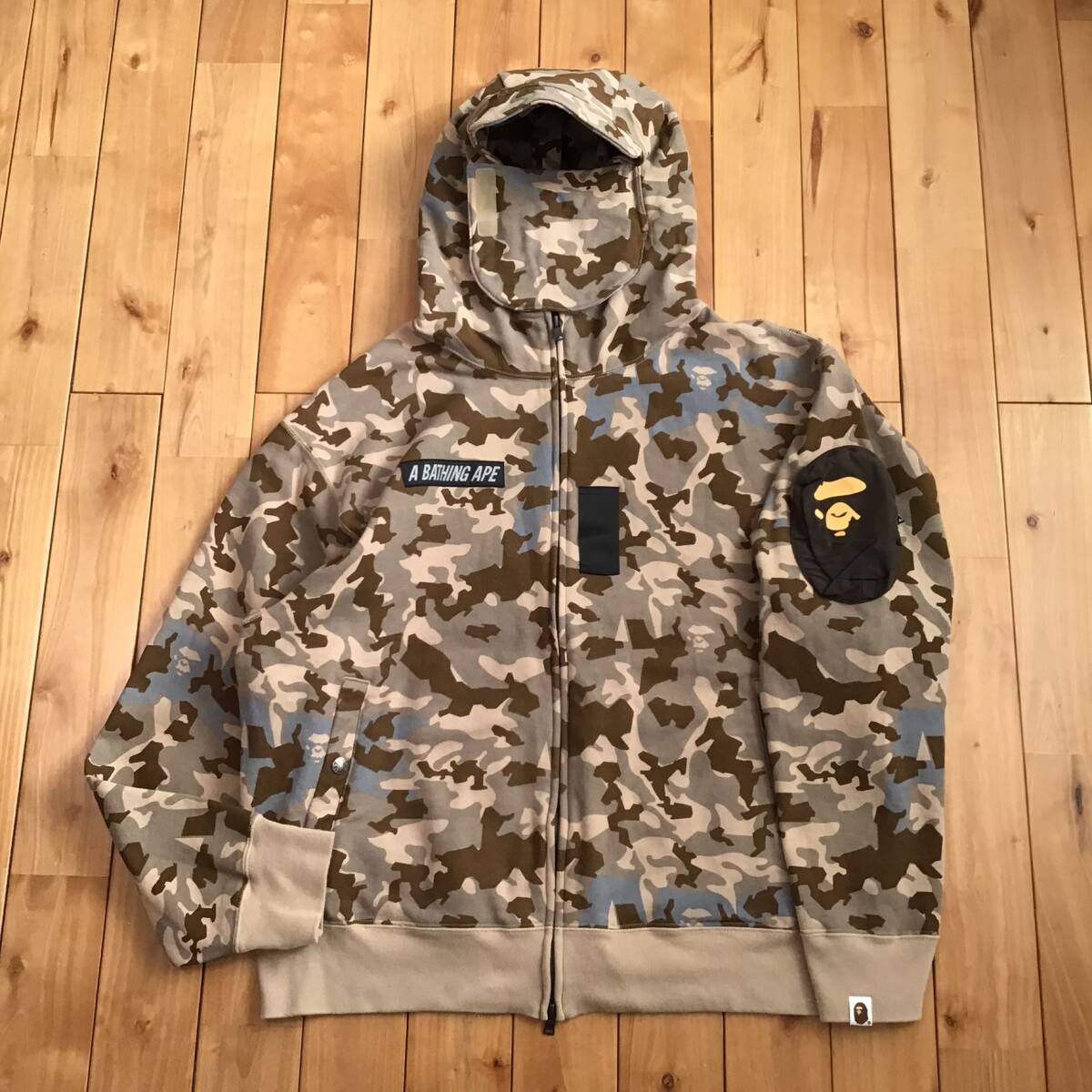 BAPE SAND CAMO MILITARY RELAXED FIT FULL ZIP MASK HOODIE Lサイズ a bathing ...