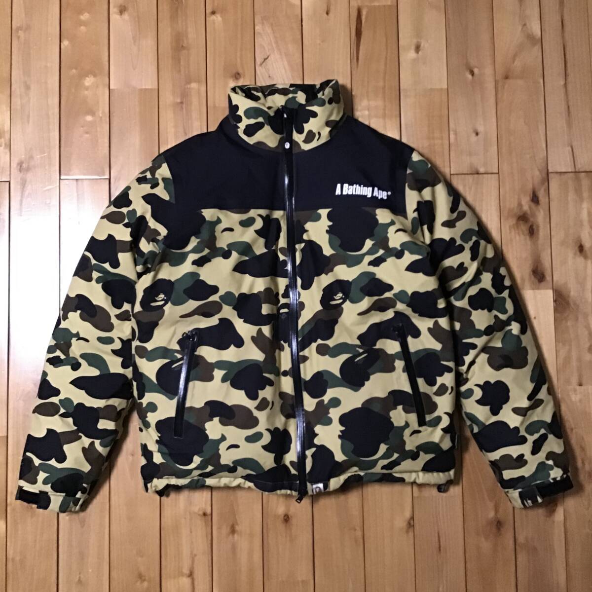 GORE TEX BAPE camo ダウンジャケット Lサイズ 1st camo yellow Puffer Down Jacket a ...