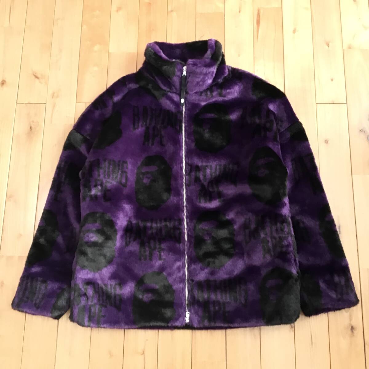 BAPE B BOY FUR JACKET Lサイズ Purple a bathing ape エイプ ベイプ アベイシングエイプ ファー ...